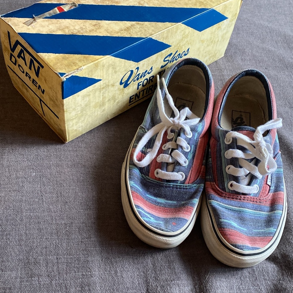 Vintage Van Doren Era Vans Blue Stripes Sneakers Shoe… - Gem